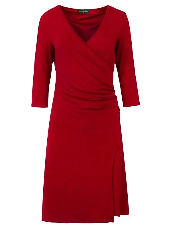 CONQUISTA Faux Wrap Dress - Red