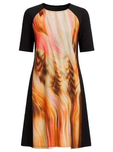 CONQUISTA Printed A-line Dress - Black