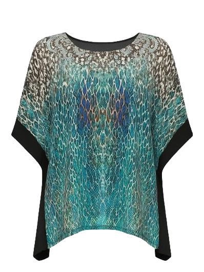 CONQUISTA Oversized Sleeveless Printed Top - Black