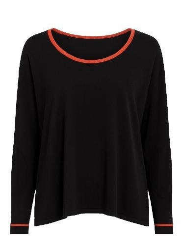 CONQUISTA Oversized Top With Contrast Trim - Black