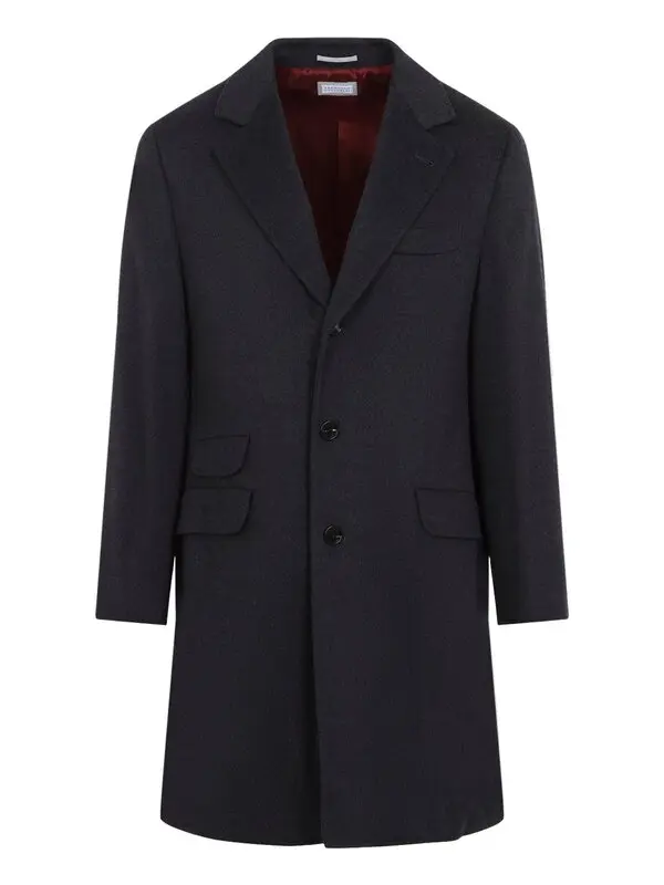 Brunello Cucinelli Double-breasted Virgin Wool Peacoat - Grey