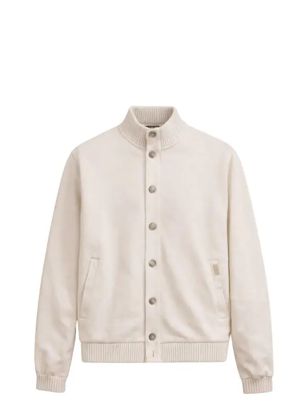 FAY Ribbed Trim Bomber Jacket - White