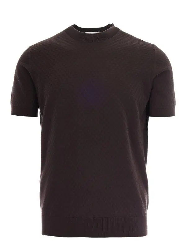 PAOLO PECORA Textured Short-sleeve Knit Sweater - Marrone