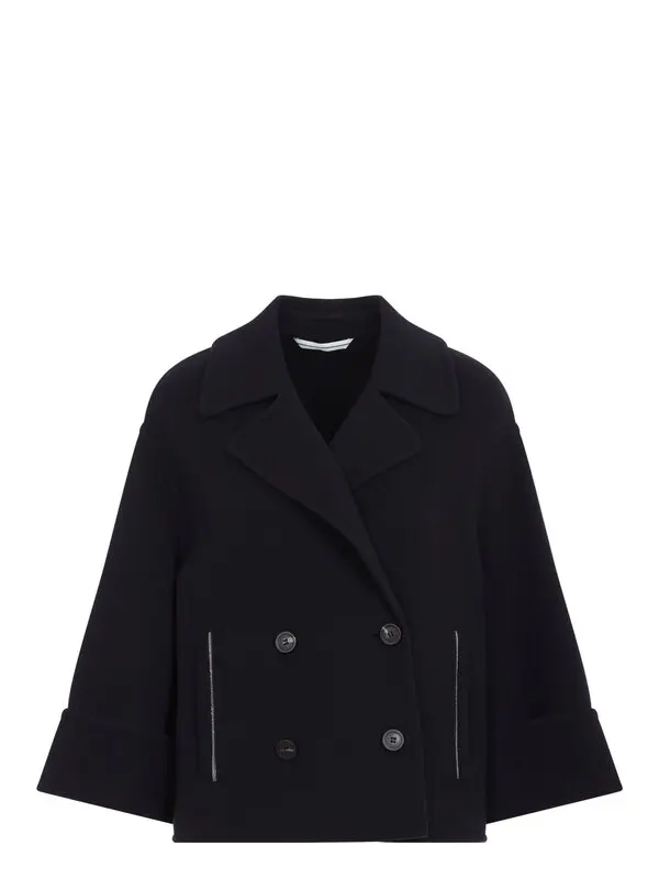 Peserico Double-breasted Wool Blend Shortcoat - Blue