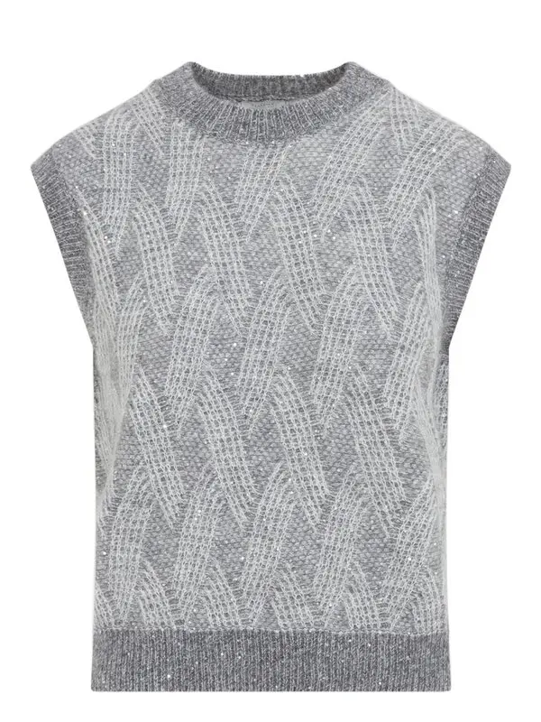 Peserico Pescarico Mixed-material Sleeveless Knit Gilet - Grey