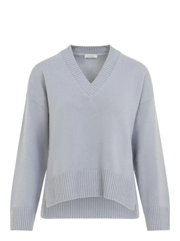Peserico V-neck Wool Silk Cashmere Sweater - Blue
