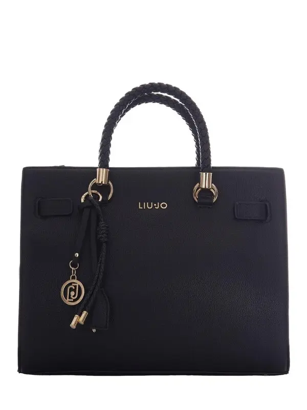 Liu Jo Structured Top Handle Tote Bag With Logo Detail - Nero