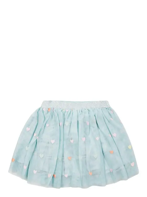 Stella McCartney Mini Heart Print Tulle Skirt - Azzurro