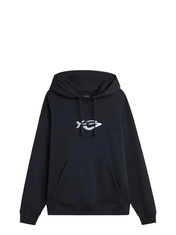 Y3 Cotton Hooded Pullover With Logo - Black