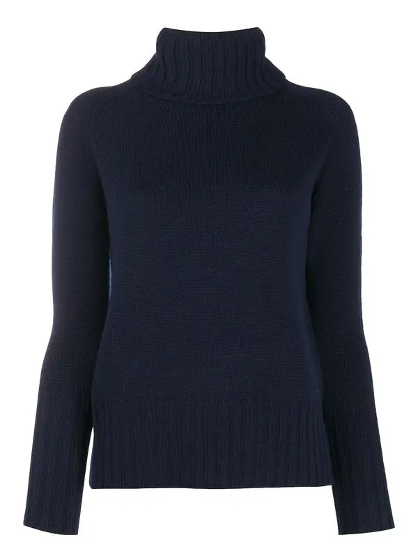DRUMOHR 100% Merino Wool Turtleneck Sweater - Navy