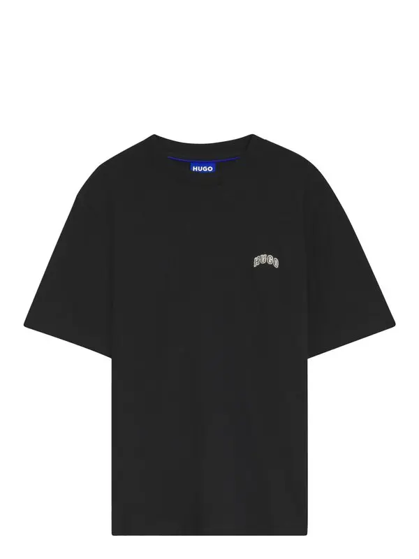 Hugo Regular-fit Cotton T-shirt With Varsity Logo - Black