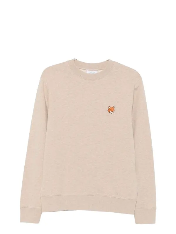Maison Kitsuné Fox Head Cotton Crewneck Sweatshirt - Beige