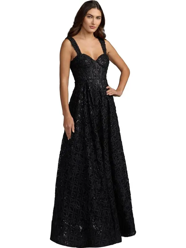 Mac Duggal Embellished Corset A-line Gown - Black