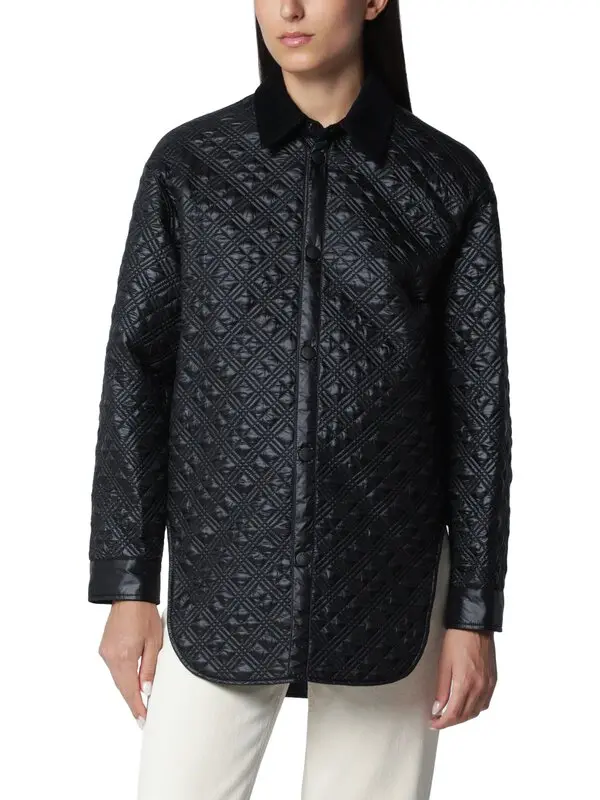 Moncler Padded Overshirt With Corduroy Collar - Black
