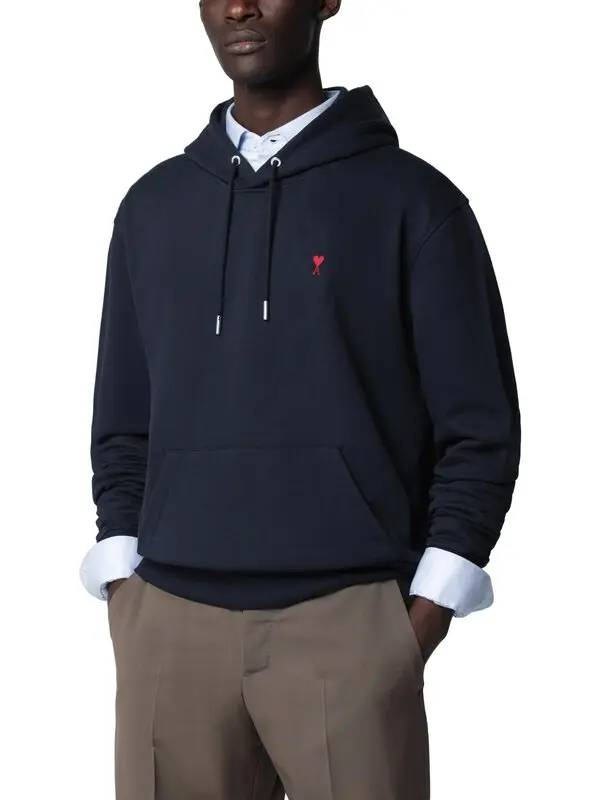 AMI Paris Hoodie With De Cœur Embroidery - Blue