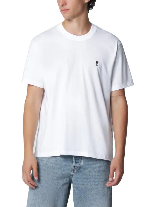 AMI Paris T-shirt De Coeur In Cotton - White