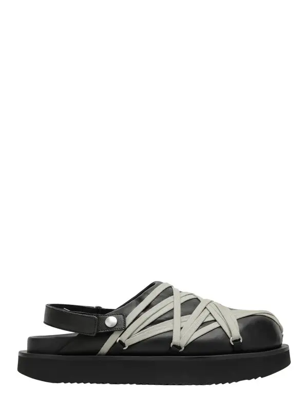 Rick Owens Megalace Mules With Leather Criss-cross Laces - Black