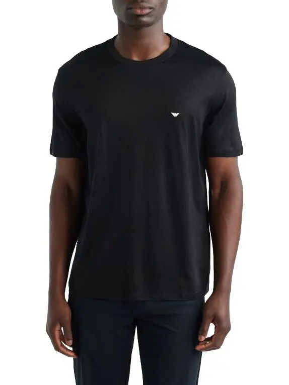 Emporio Armani Embroidered Logo T-shirt - Solid Black