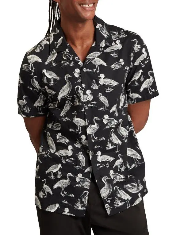 Ted Baker London Yamal Duck Print Camp Shirt - Black