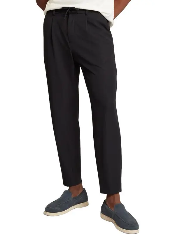 Ted Baker London Pleated Straight Leg Drawstring Pants - Black