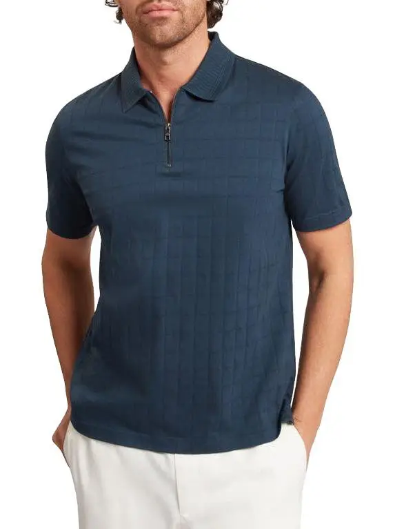 Ted Baker London Victor Quarter Zip Polo - Mid-navy