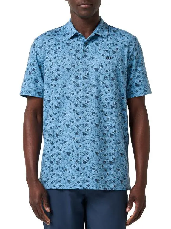 Travis Mathew Featherweight Cottage Print Polo - Blue Heaven
