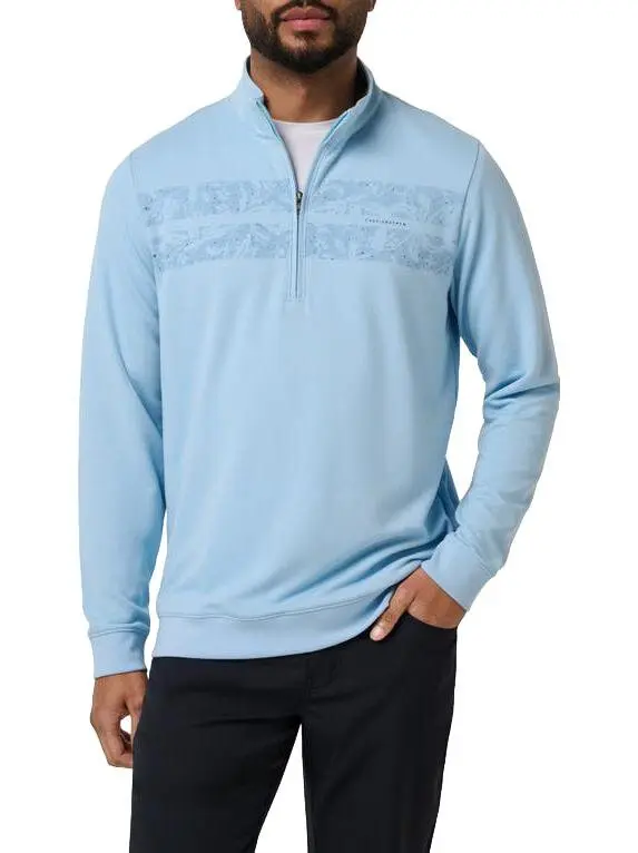 Travis Mathew First Class Menu Quarter Zip Pullover - Dream Blue