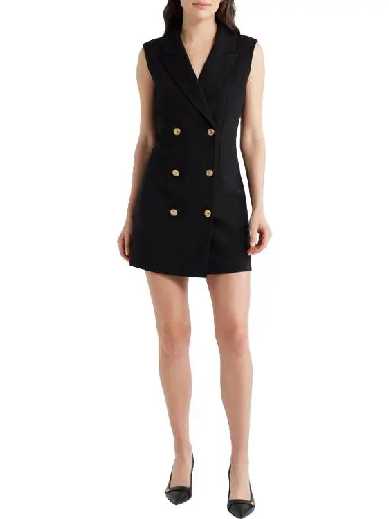 French Connection Whisper Double Breasted Blazer Dress - Black