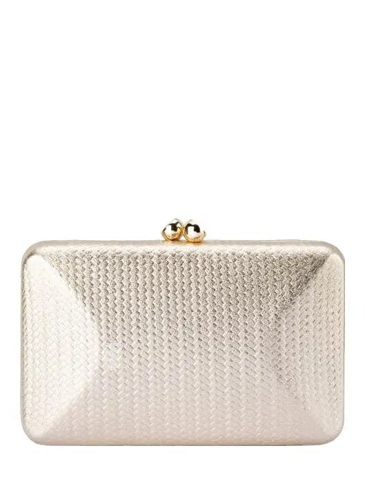 OLGA BERG Chica Woven Embossed Metallic Clutch - Gold