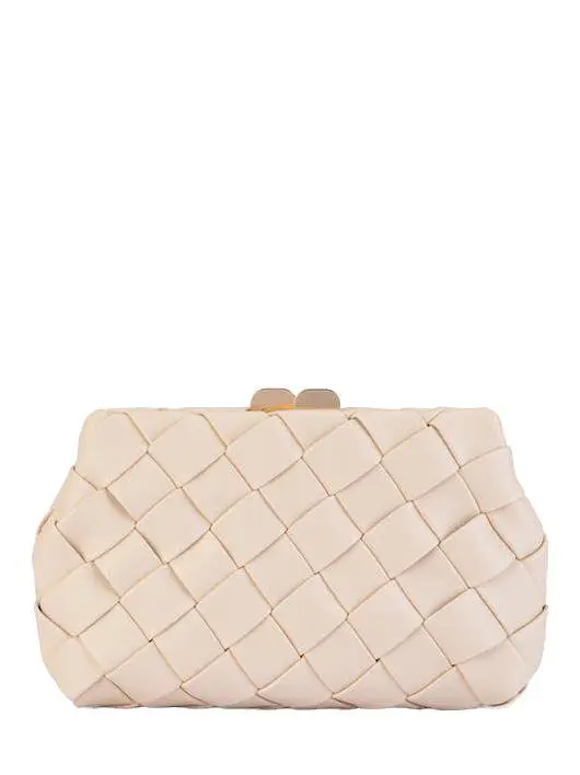OLGA BERG Quinn Woven Faux Leather Clutch - Natural