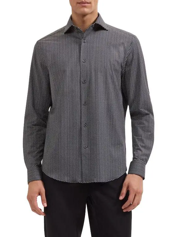 Bugatchi Devon Ooohcotton® Microprint Button-up Shirt - Black
