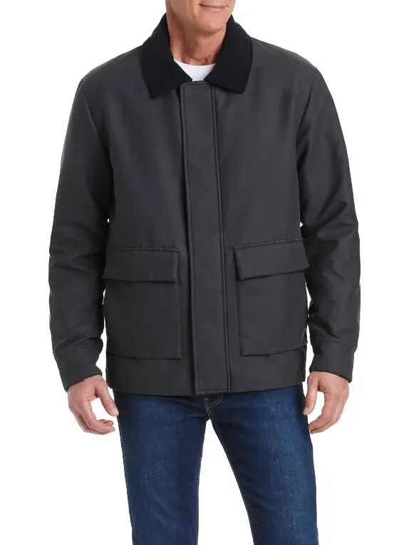 Vince Camuto Waxed Barn Jacket With Corduroy Collar - Black