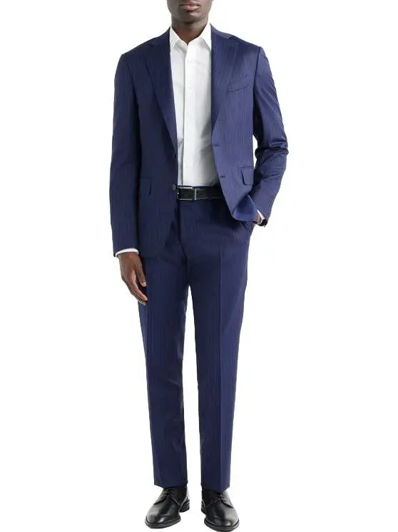 Canali Capri Trim Fit Pinstripe Wool Suit - Navy