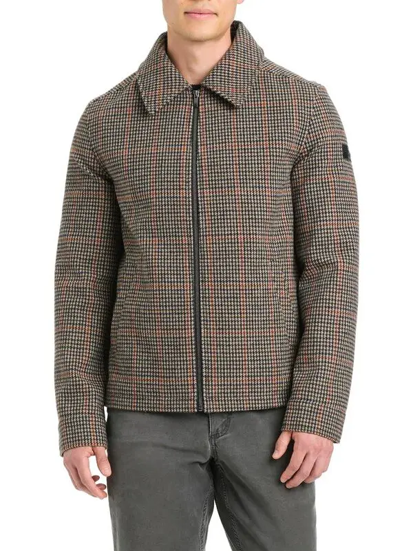 Vince Camuto Plaid Flannel Zip Jacket - Sienna Houndstooth