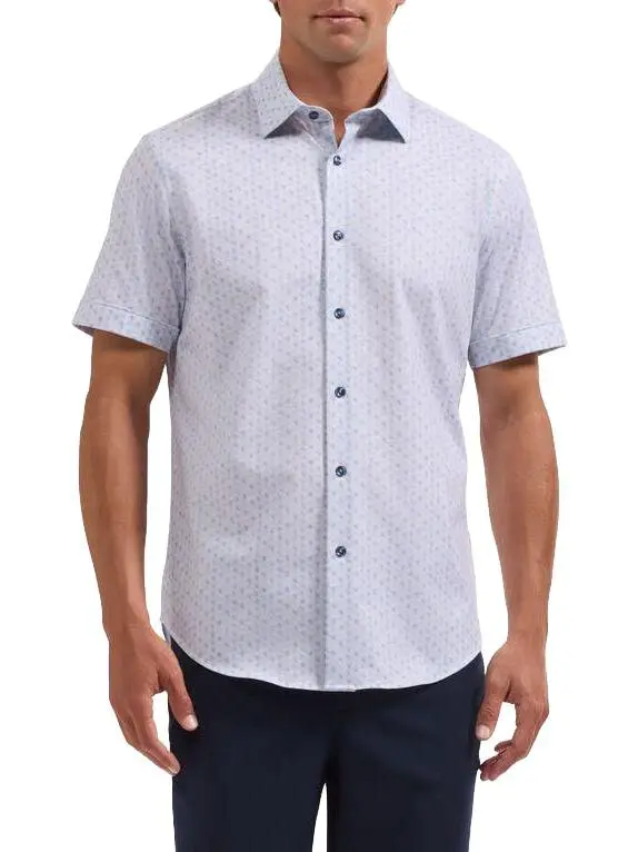 Bugatchi Miles Ooohcotton® Dandelion Print Short Sleeve Button-up Shirt - Orchid