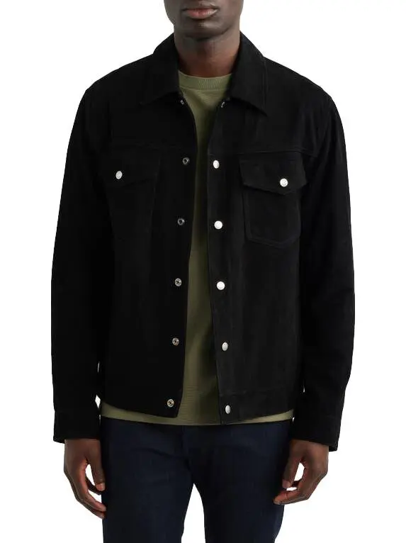 BOSS Suede Trucker Jacket - Black