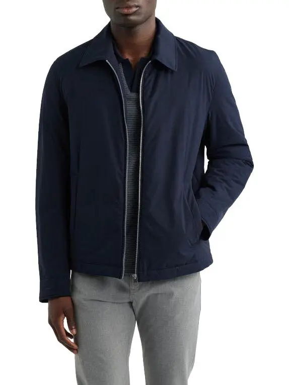 BOSS Zip Jacket With Spread Collar - Navy