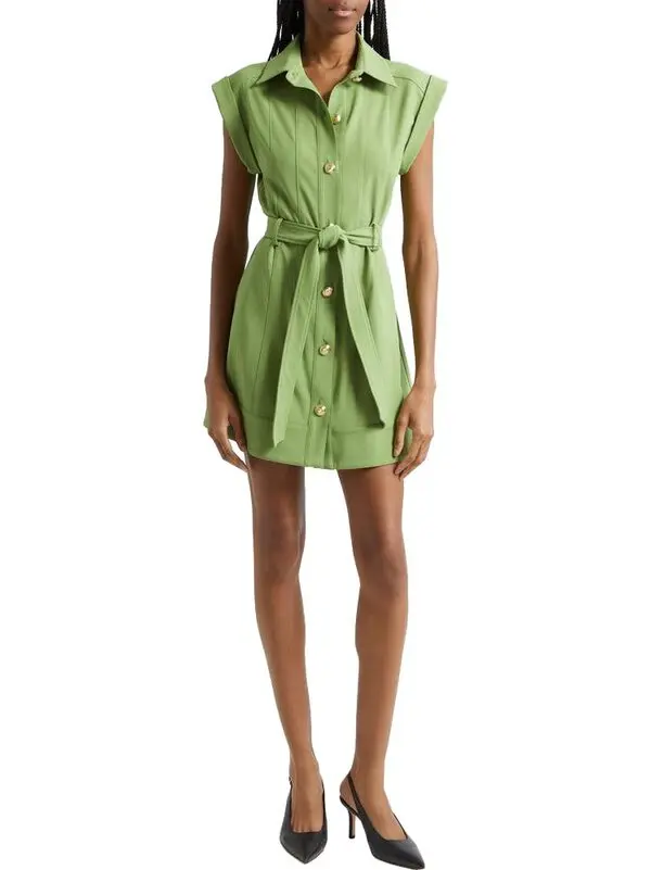 Cinq À Sept Milo Stretch Button Front Mini Dress - Kale