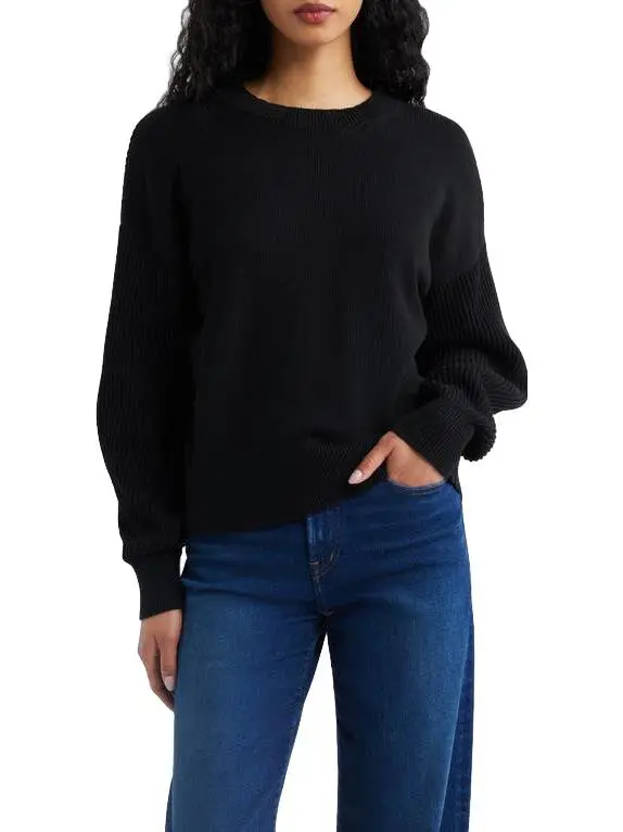 Madewell Rib Drop Shoulder Crewneck Sweater - Jet Black