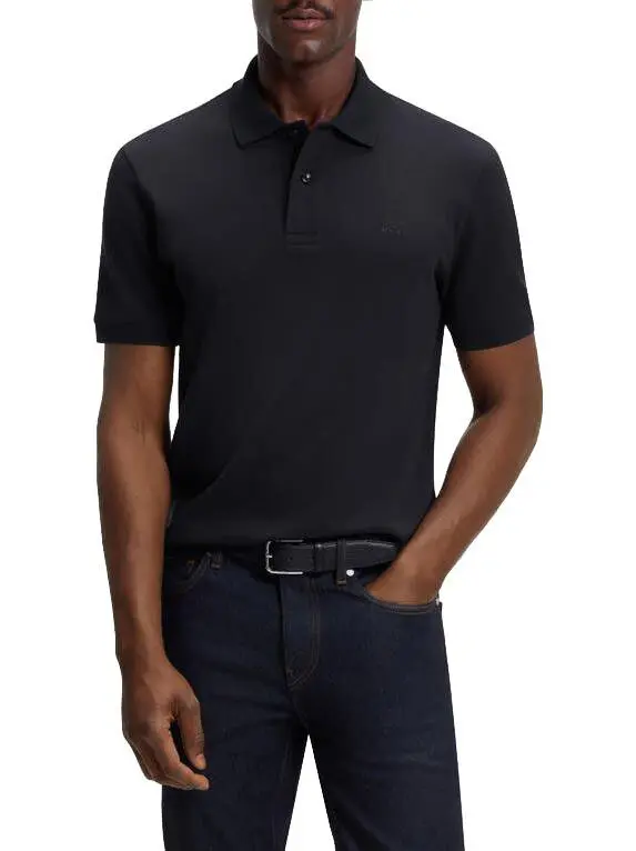 BOSS Pallas Solid Cotton Piqué Polo - Dk Bu