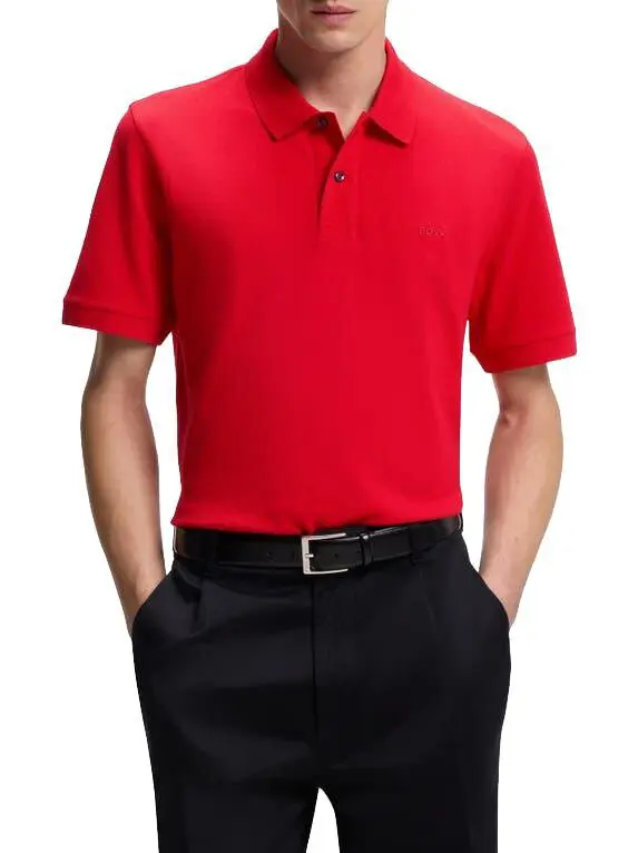 BOSS Pallas Solid Cotton Piqué Polo - Med Rd