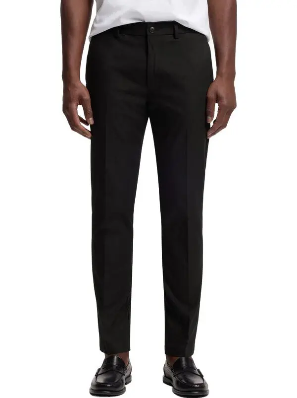 BOSS Kaiton Slim Fit Flat Front Stretch Cotton Blend Dress Pants - Black