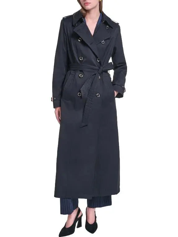 Karl Lagerfeld Paris Belted Trench Coat - Black