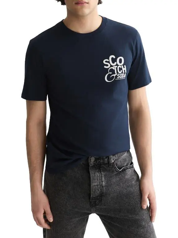 Scotch & Soda Regular Fit Cotton Graphic T-shirt - Sky Captain