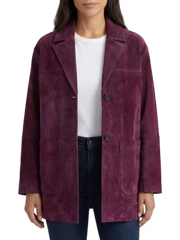 NVLT Patch Pocket Suede Jacket - Bordeaux