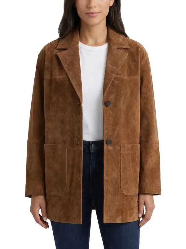 NVLT Patch Pocket Suede Jacket - Cognac