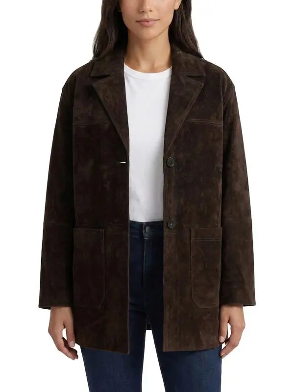 NVLT Patch Pocket Suede Jacket - Espresso