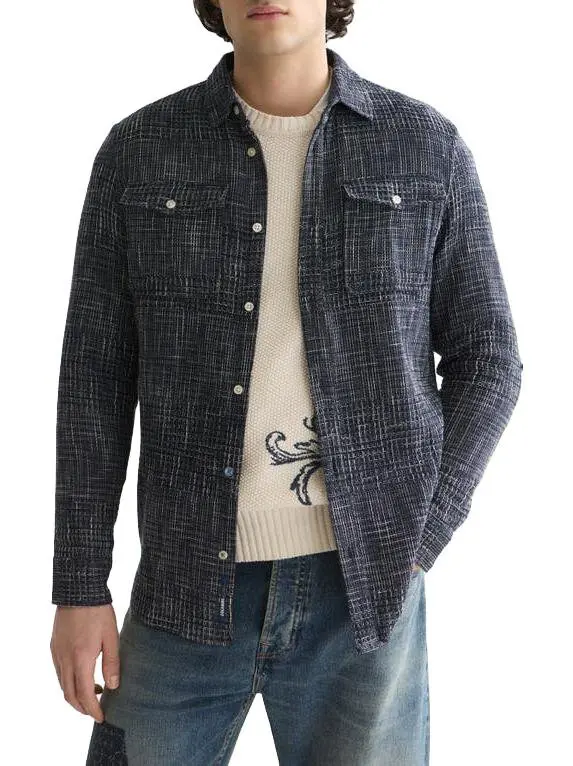 Scotch & Soda Woven Waffle Button-up Shirt - Sky Captain