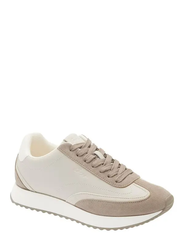 BOSS Marleny Lace-up Suede & Leather Runner Sneakers - Medium Beige