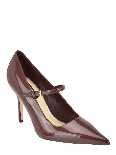 Nine West Gorjus Pointed Toe Pump With Buckle Strap - Brown